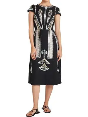 TEMPERLEY LONDON Avalon Dress With Geometric Embroidery - Black