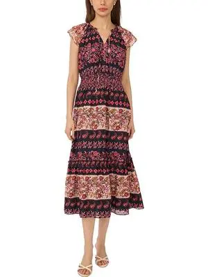 CECE DUPRAZ Flutter Sleeve Midi Dress - Rich Black