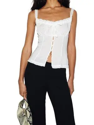 REFORMATION Reformation Eveline Top - Calamari Stripe White
