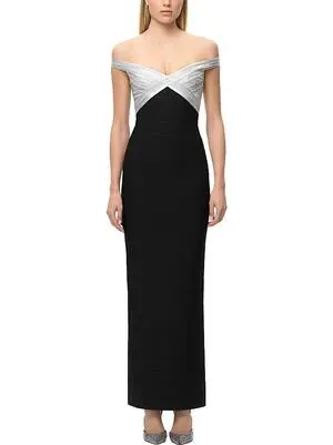 Herve Leger Metallic Bonnie Gown - Black/silver