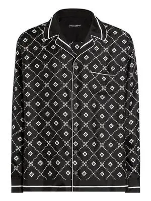 Dolce & Gabbana Silk Shirt With All-over Logo Print - Multicolor