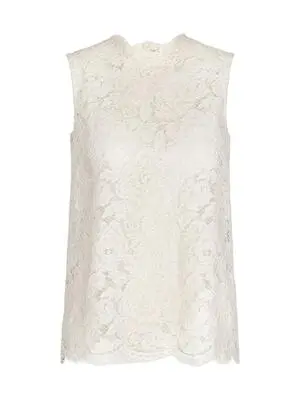 Dolce & Gabbana Logoed Stretch Lace Top - Multicolor