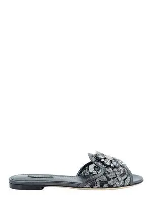 Dolce & Gabbana Embellished Lace Sandals - Multicolor