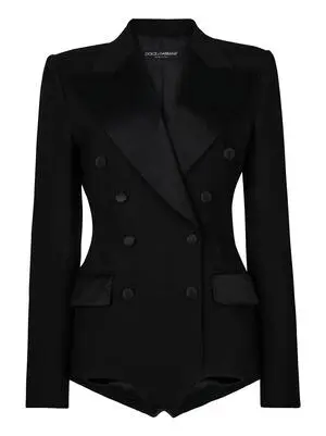Dolce & Gabbana Virgin Wool Blend Tuxedo Blazer With Satin Peak Lapel - Multicolor