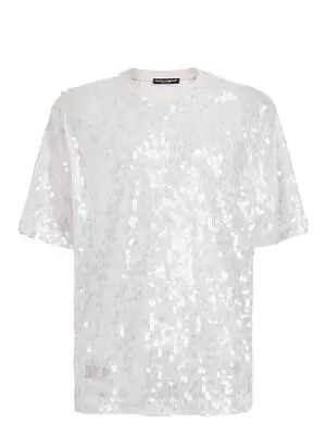 Dolce & Gabbana T-shirt With All-over Sequin Detail - Multicolor