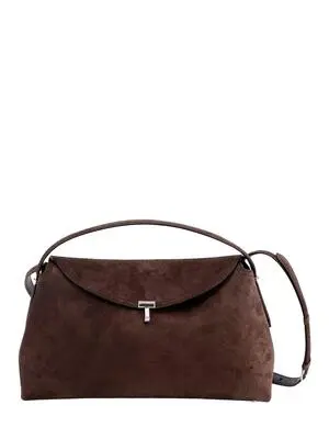 TOTEME TOTEME T-Lock Suede Handbag Brown