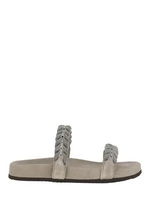 Brunello Cucinelli Laurel Leaf Monili-embellished Slides - Gray