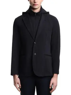 Emporio Armani Essential Stretch Nylon Twill Blazer With Removable Dickie - Navy Blue