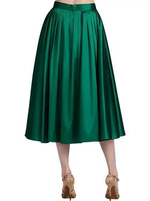 EMILY SHALANT Emily Shalant Tea Length Pleated Taffeta Skirt Emerald