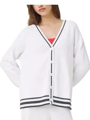 Splendid Catch Of The Day" Cardigan - White/navy/firework