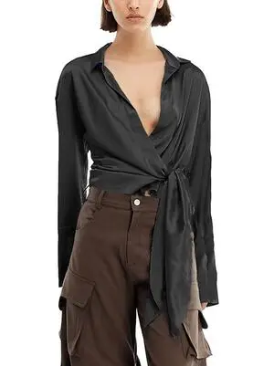 MOTHER OF ALL Gisele Wrap Top - Black