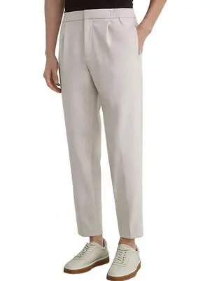 REISS Cleric Straight Fit Trousers - Stone