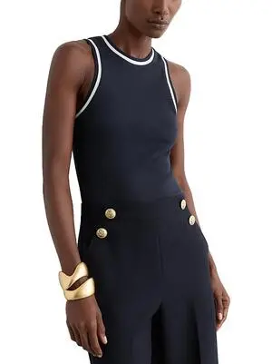REISS Contrast Trim Vest - Navy/white