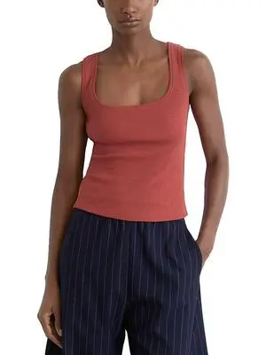 REISS Riva Square Neck Vest - Rust Red