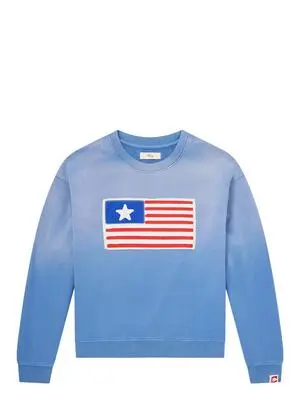 CHERRY LOS ANGELES Embroidered Cotton-jersey Sweater - Blue
