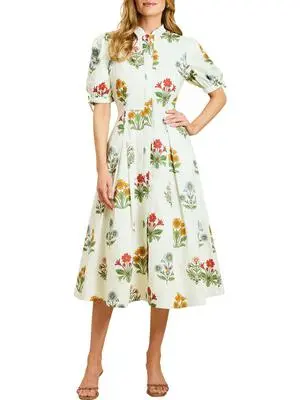 Mestiza New York Brooklyn Floral Poplin Puff-sleeve Midi Dress - Multicolor