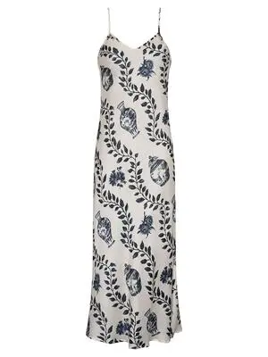 AGUACLARA Dynastie Royale Cotton Silk Midi Slip Dress - Blue