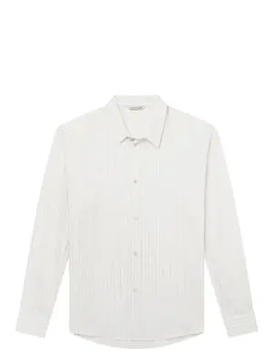 A KIND OF GUISE Fulvio Pinstriped Cotton, Silk And Linen-blend Shirt - Neutrals