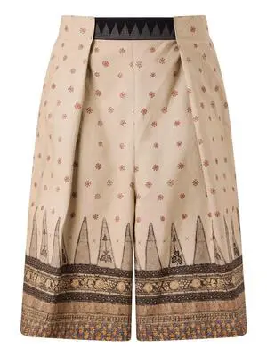 Kapital Wide-leg Printed Cotton Shorts - Neutrals
