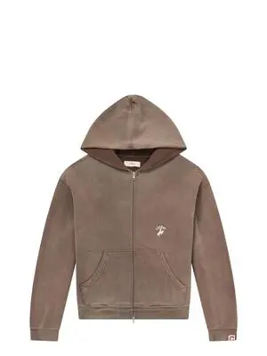CHERRY LOS ANGELES Logo-embroidered Paint-splattered Cotton-jersey Hoodie - Brown