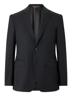 Canali Kei Wool-blend Twill Suit Jacket - Black