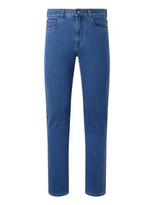 Canali Straight-leg Cotton And Cashmere-blend Jeans - Blue