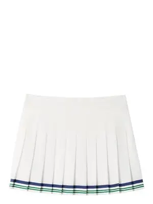 Casablanca Hotel Emblem Pleated Mini Silk Skirt - Green