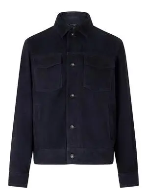 Rag & Bone Suede Trucker Jacket - Blue
