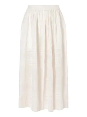 LEMLEM Freye Striped Cotton Midi Skirt - Neutrals
