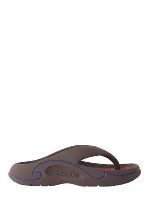 Rabanne 3d Logo-embossed Thong Sandals - Brown