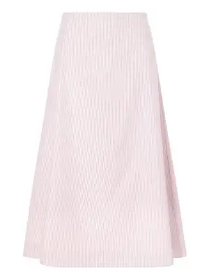 TWP A-line Striped Cotton Midi Skirt - Multi