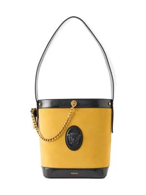 Versace Pivot" Small Leather Bucket Bag - Yellow