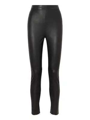 Balmain Leather Straight-leg Trousers - Black