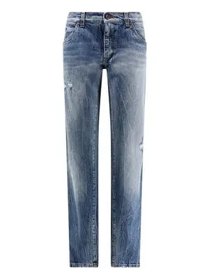 Dolce & Gabbana Cotton Denim Jeans With Destroyed Effect - Blue