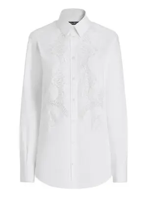 Dolce & Gabbana Cotton Shirt With Floral Embroidery - White