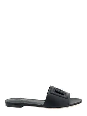 Dolce & Gabbana Leather Dg Millennials Logo Slides - Black