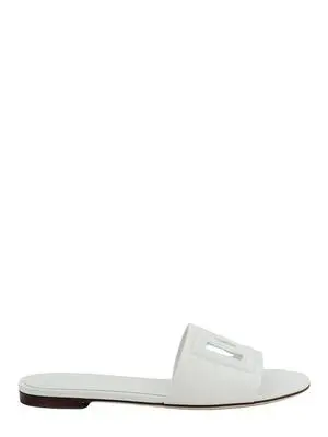 Dolce & Gabbana Leather Slides With Dg Millennials Logo - White
