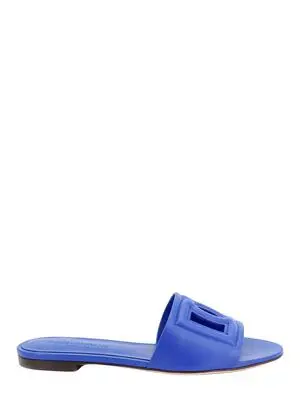 Dolce & Gabbana Leather Sandals With Dg Logo - Blue