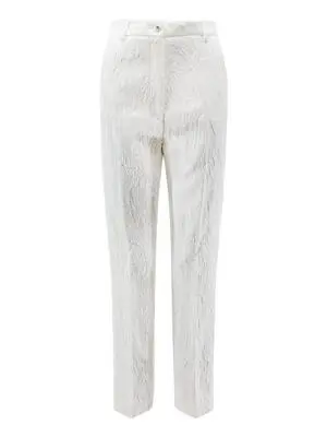Dolce & Gabbana Floral Jacquard High-waisted Trousers - White