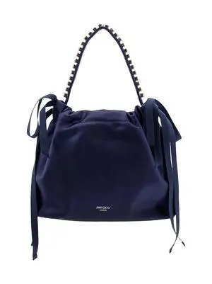 JIMMY CHOO Satin Drawstring Bag With Rhinestone Handle - Blue