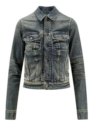 Balenciaga Denim Jacket With Pointed Collar - Blue