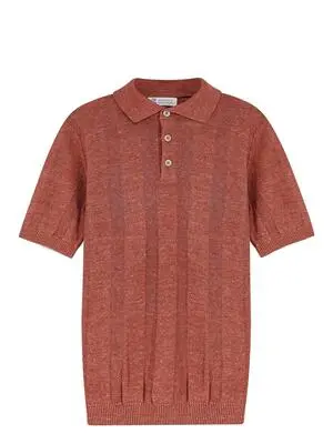 Brunello Cucinelli Linen And Cotton Blend Polo Shirt - Red