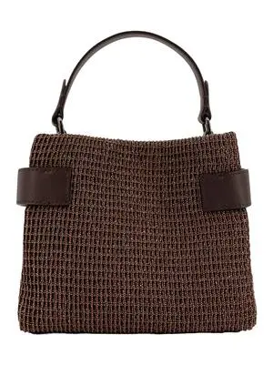 Brunello Cucinelli Woven Leather Handle Bag - Brown