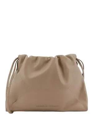 Brunello Cucinelli Leather Shoulder Bag - Beige