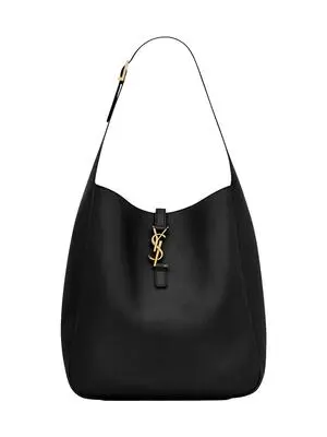 Saint Laurent Le 5 À 7 Hammered Leather Shoulder Bag - Black