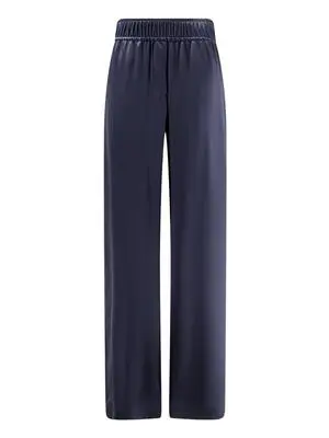 Brunello Cucinelli BRUNELLO CUCINELLI Silk Elastic Waist Wide Leg Trousers Blue