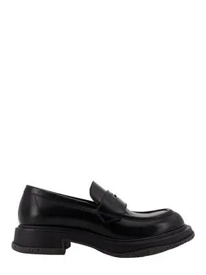 Gucci Leather Loafers With Gg Motif - Black