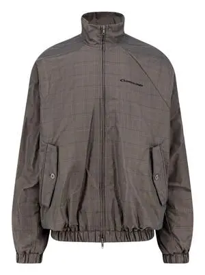 Balenciaga Madras Nylon Zip Up Jacket - Brown