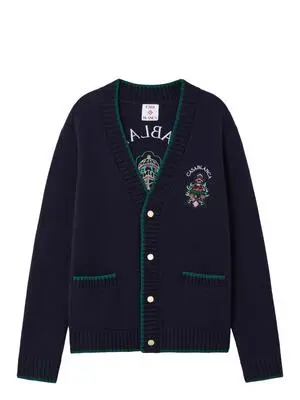 Casablanca Wool Cardigan With Hotel Emblem Embroidery - Green