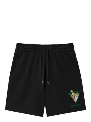 Casablanca Tennis Club Embroidered Sweatshorts - Black